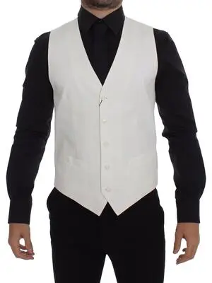 Dolce & Gabbana Cotton-silk Blend Dress Vest - White