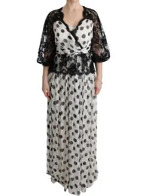 Dolce & Gabbana Floral Polka Dot Gown - White