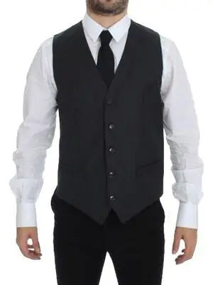 Dolce & Gabbana Wool Formal Dress Vest Gray