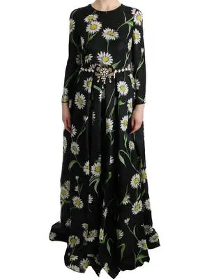 Dolce & Gabbana Silk Sunflower Print Maxi Dress - Multicolor