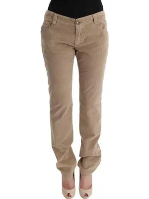 Ermanno Scervino Cotton Velvet Regular Fit Trousers - Beige