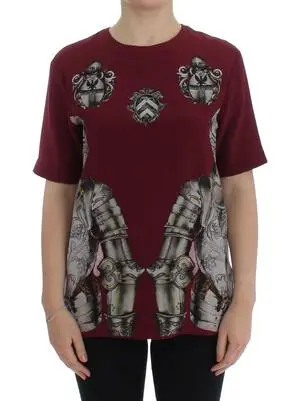 Dolce & Gabbana Knight Print Silk Blouse - Red