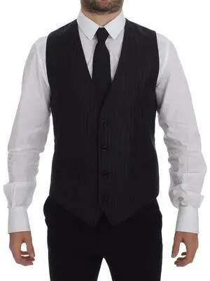 Dolce & Gabbana Striped Wool Vest - Gray