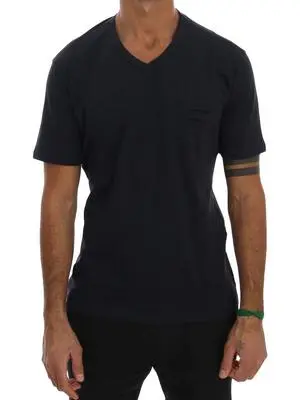 DANIELE ALESSANDRINI Cotton V-neck T-shirt - Blue