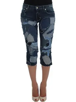 DOLCE & GABBANA Patchwork 3/4 Jeans Shorts