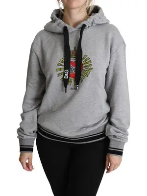 Dolce & Gabbana Printed Hooded Logo Sweater - Gray