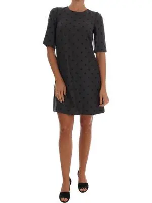 Dolce & Gabbana Polka Dot Sheath Wool Dress - Gray
