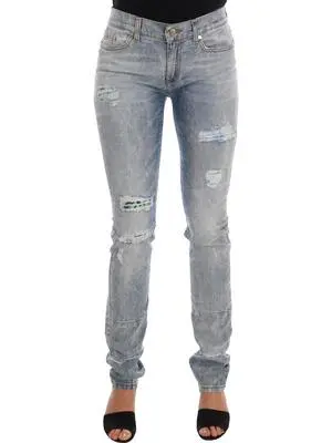 VERSACE Slim Fit Jeans With Ripped Detail