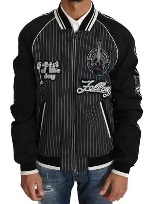 Dolce & Gabbana Sequined Beaded Bomber Jacket - Black