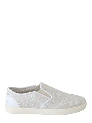Dolce & Gabbana Leather Lace Slip On Loafers - White