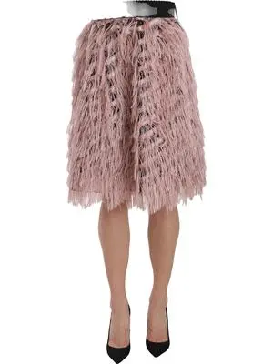 Dolce & Gabbana Gold Fringe Metallic A-line Skirt - Pink