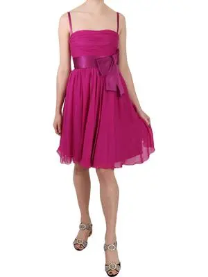 Dolce & Gabbana Silk Sleeveless Dress With Bow - Pink