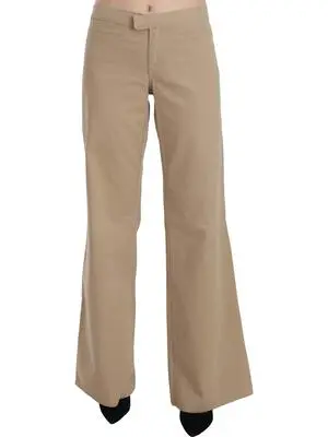 JUST CAVALLI Just Cavalli Beige Cotton Mid Waist Flare Trousers