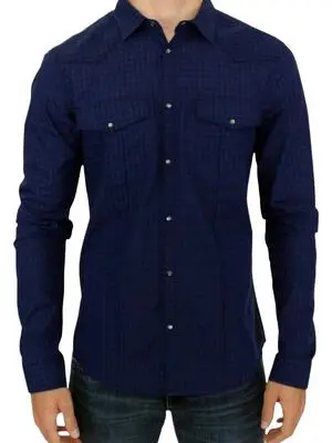 Costume National Blue Checkered Cotton Shirt - Red
