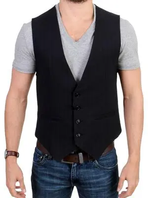 Costume National Striped Cotton Blend Casual Vest - Black