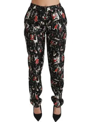 Dolce & Gabbana Printed Silk Trousers - Black