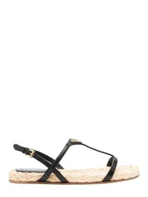 Prada Enamel Triangle-logo Flats - Nero