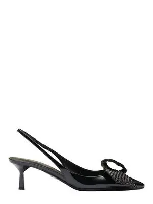Prada 55mm Crystal-embellished Slingback Pumps - Nero