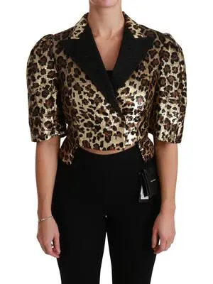 Dolce & Gabbana Leopard Sequined Blazer Jacket - Gold