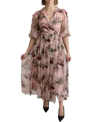 Dolce & Gabbana Bengal Cat Print A-line Maxi Dress - Pink