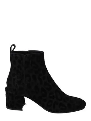 Dolce & Gabbana Leopard Print Short Boots - Black