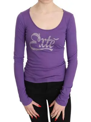 EXTE Crystal Embellished Long Sleeve Top - Purple