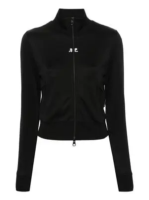 COURREGES Logo-patch Zip-up Sweatshirt - Sand