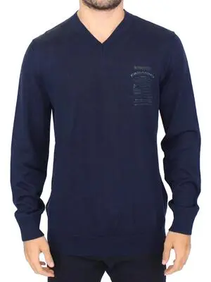 Ermanno Scervino Wool Blend V-neck Pullover Sweater - Blue