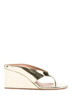Alaïa Metallic Wedge Thong Mules - Gold