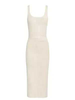 MC2 SAINT BARTH Jennifer Ribbed Logo Dress - White