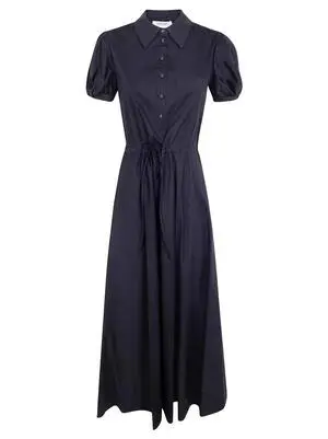 TWINSET Drawstring Puff-sleeve Midi Dress - Black