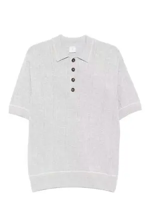Eleventy Cable-knit Short-sleeve Polo Shirt - Grey