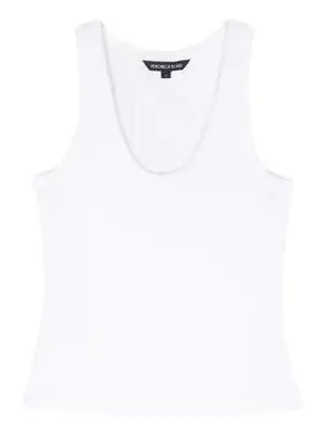 Veronica Beard Birke Ribbed-Jersey Tank Top White