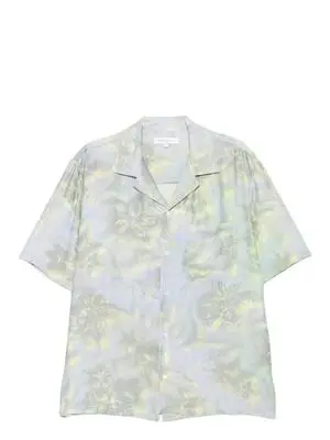 Maison Kitsuné Floral-print Short-sleeve Shirt - Blue