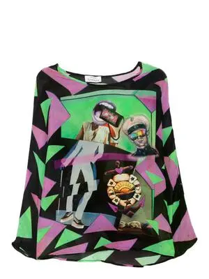 The Artistylist Graphic-print Blouse - Black