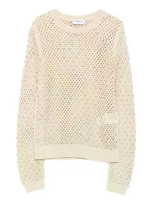 Marella Crystal-embellished Open-knit Sweater - Neutrals