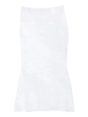 Oseree Lace Midi Skirt - White