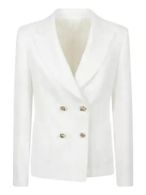 Tagliatore Textured Double-breasted Blazer - White