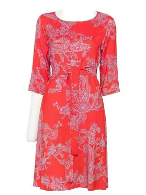 WHYCI Paisley-pattern Belted Mini Dress - Red