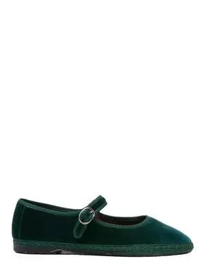 FLABELUS Leonor Velvet Ballet Flats - Green