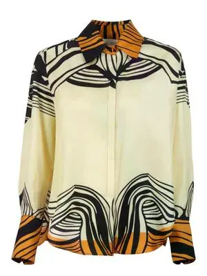Raquel Diniz Graphic-Print Twill Shirt Neutrals