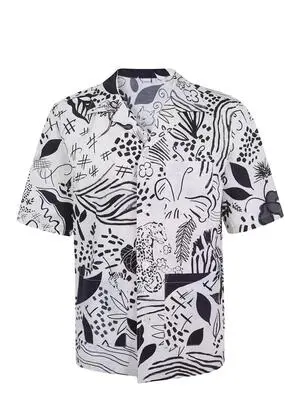 Aspesi Abstract-print Short-sleeve Shirt - White