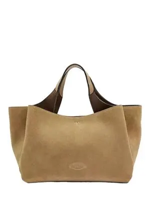 TOD'S Debossed-logo Suede Shoulder Bag - Brown