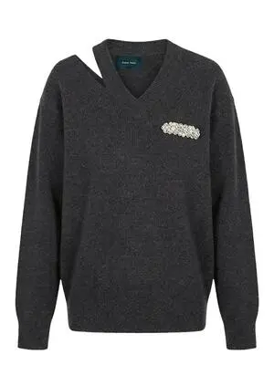 Simone Rocha Embellished Cut-out Sweater - Grey