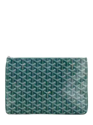 Goyard Senat Zip Coated Canvas MM Pouch Green