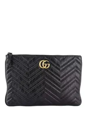 Gucci Gg Marmont Matelassé Leather Clutch - Black