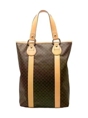 Celine Macadam Coated Canvas Vertical Tote Bag - Brown