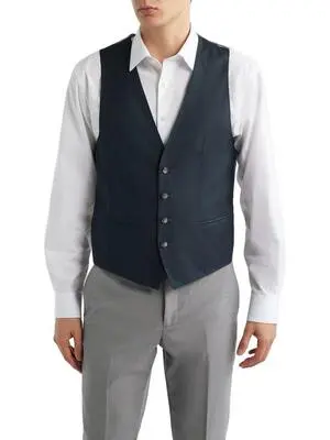 BOSS Virgin Wool Blend Vest - Open Green