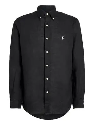 Polo Ralph Lauren Linen Custom-fit Polo Pony Shirt - Black
