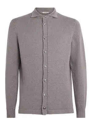 FIORONI CASHMERE Cotton Collared Cardigan - Grey